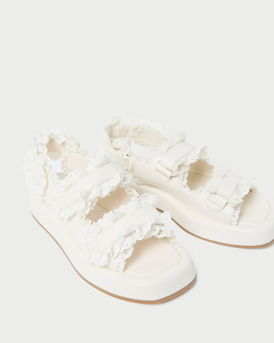 Blaise White Leather Platform Sandal l Flat Sandals l Footwear