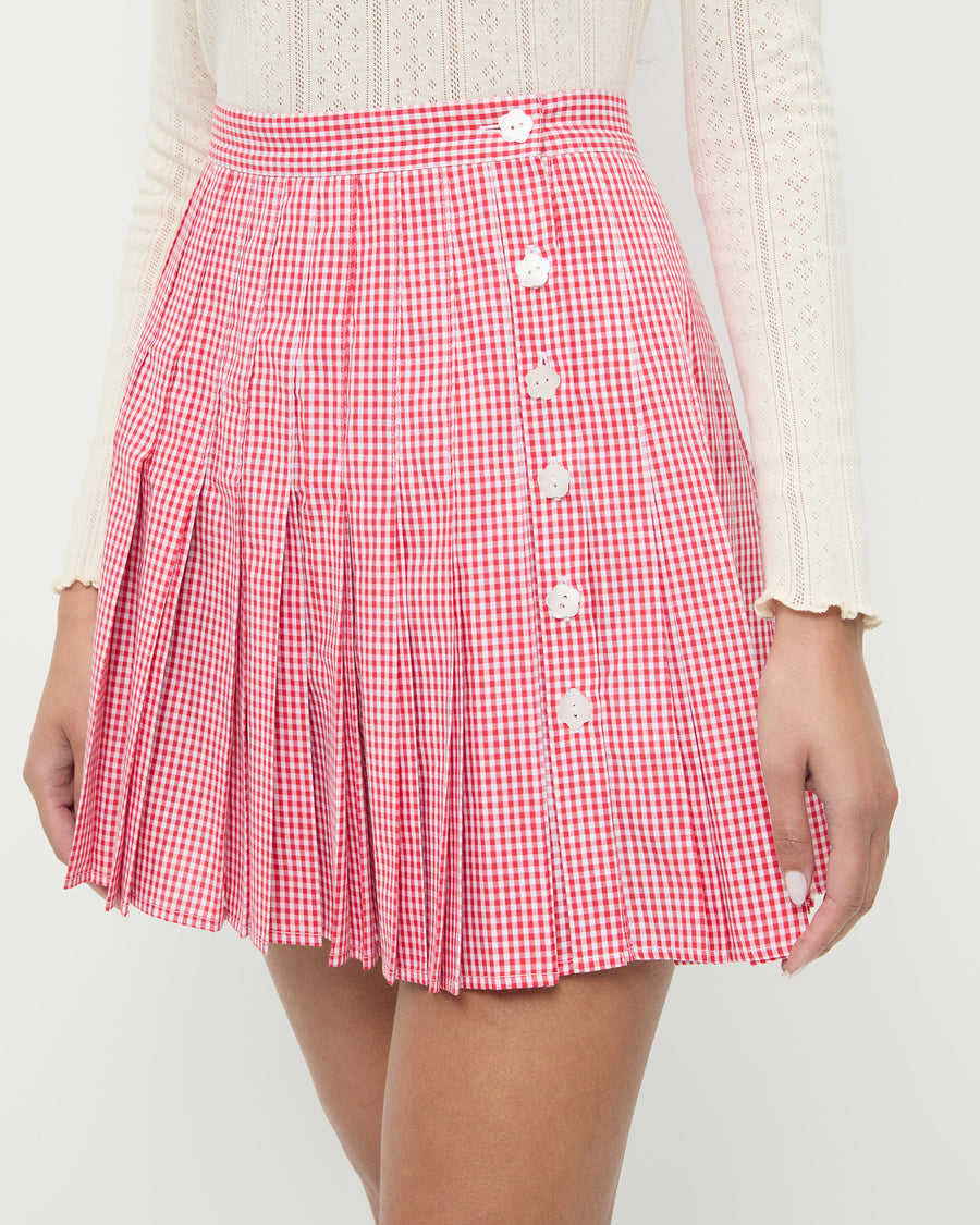 Caroline Red Gingham Pleated Mini Skirt I Bottoms I Apparel