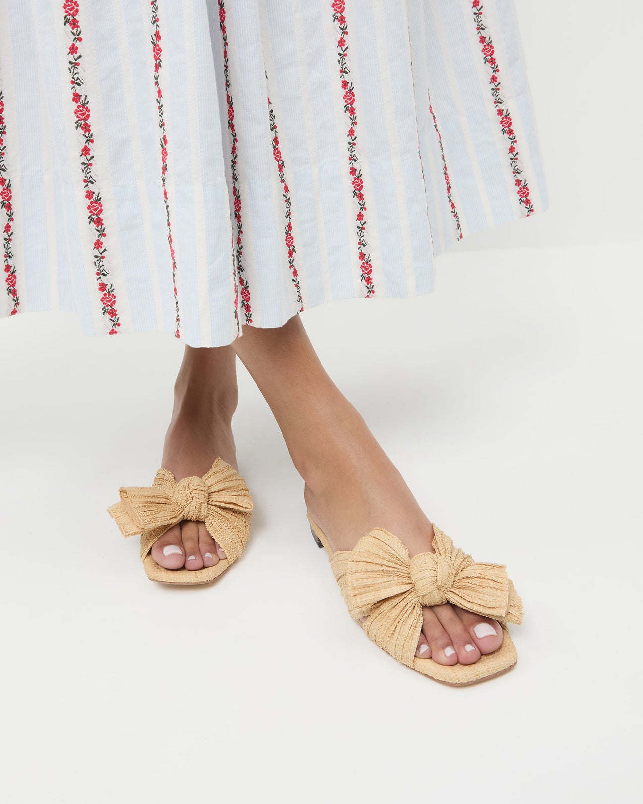 Daphne Natural Bow Slide Sandal | Flat Sandals | Footwear
