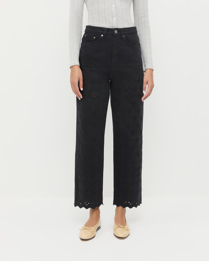 Demi Black Embroidered Pant | Bottoms | Apparel