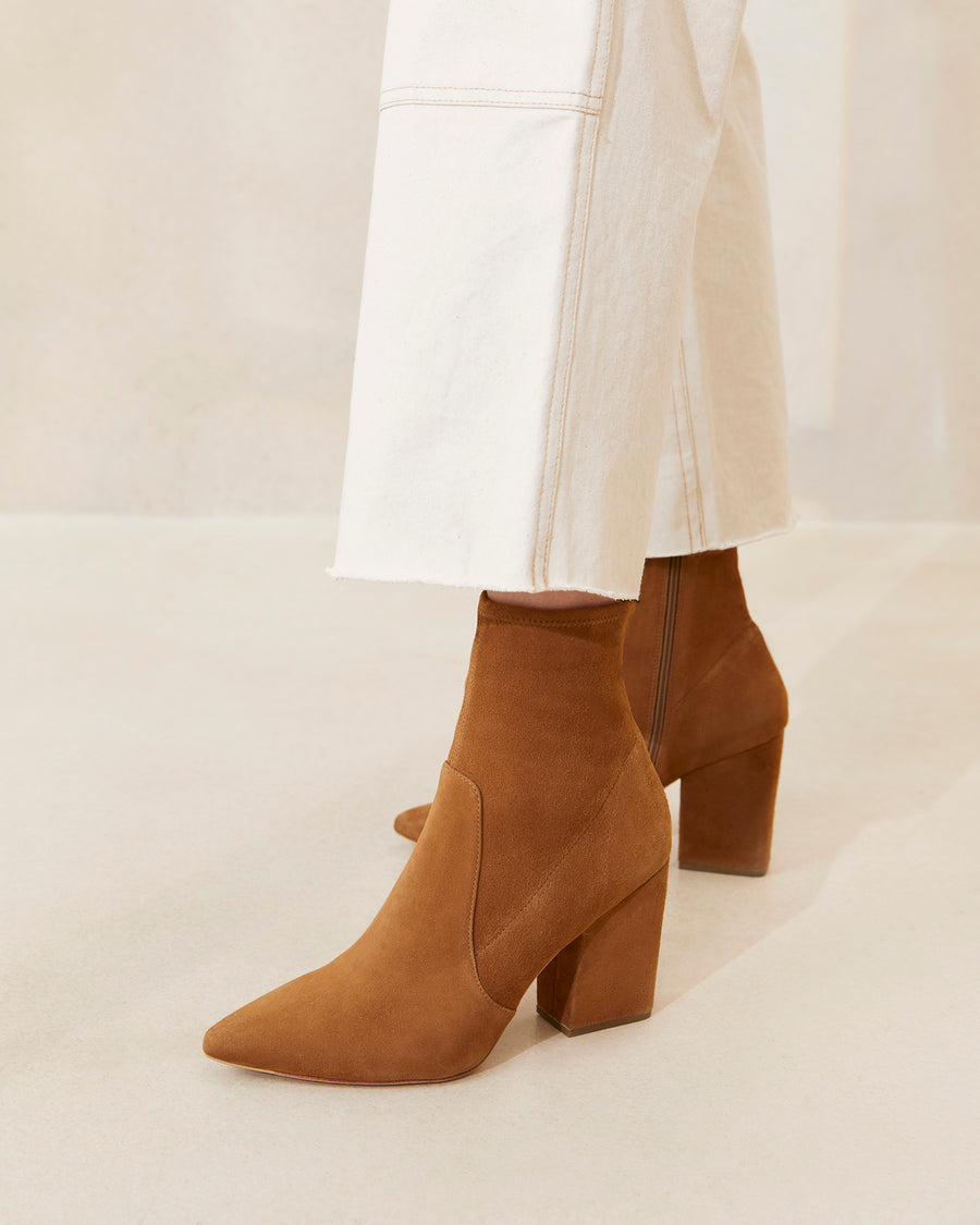 Isla Cacao Suede Slim Ankle Bootie l Ankle Boots l Footwear