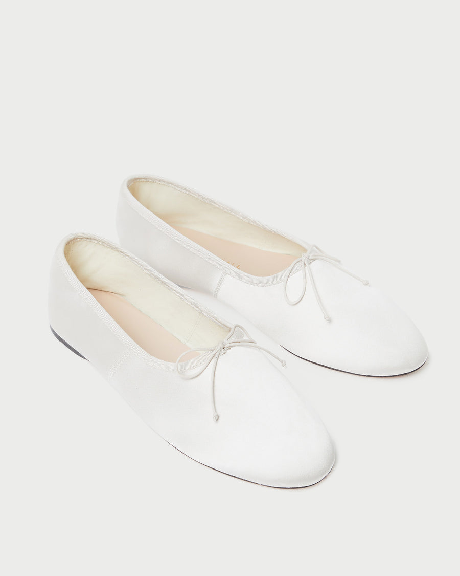 Landon Cream Satin Ballet Flat l Flats l Footwear