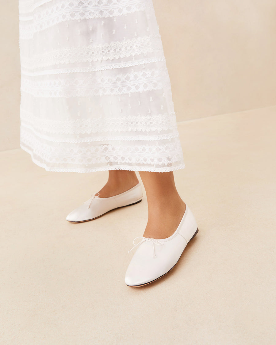 Landon Cream Satin Ballet Flat l Flats l Footwear