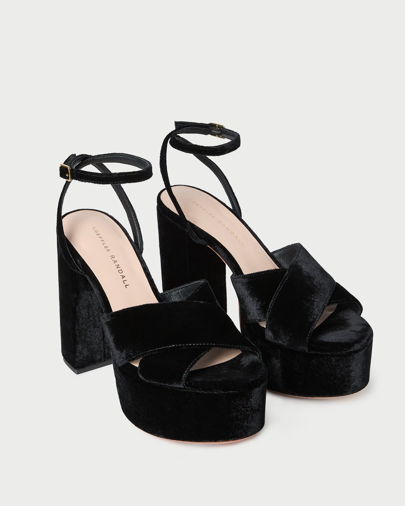 Loretta Black Velvet Platform Sandal | Heeled Sandals | Footwear