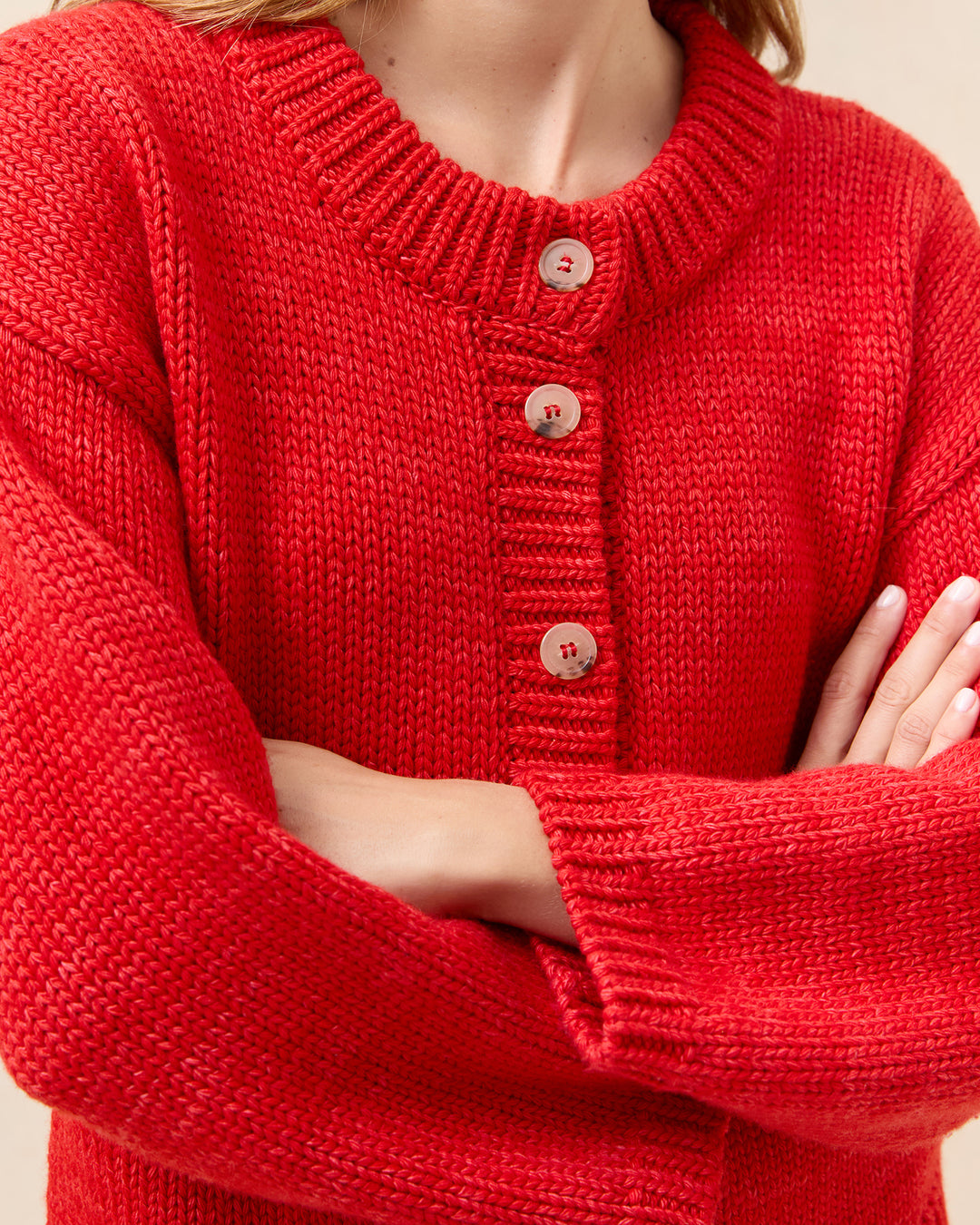 Maddie Red Wool Cardigan | Knitwear | Apparel