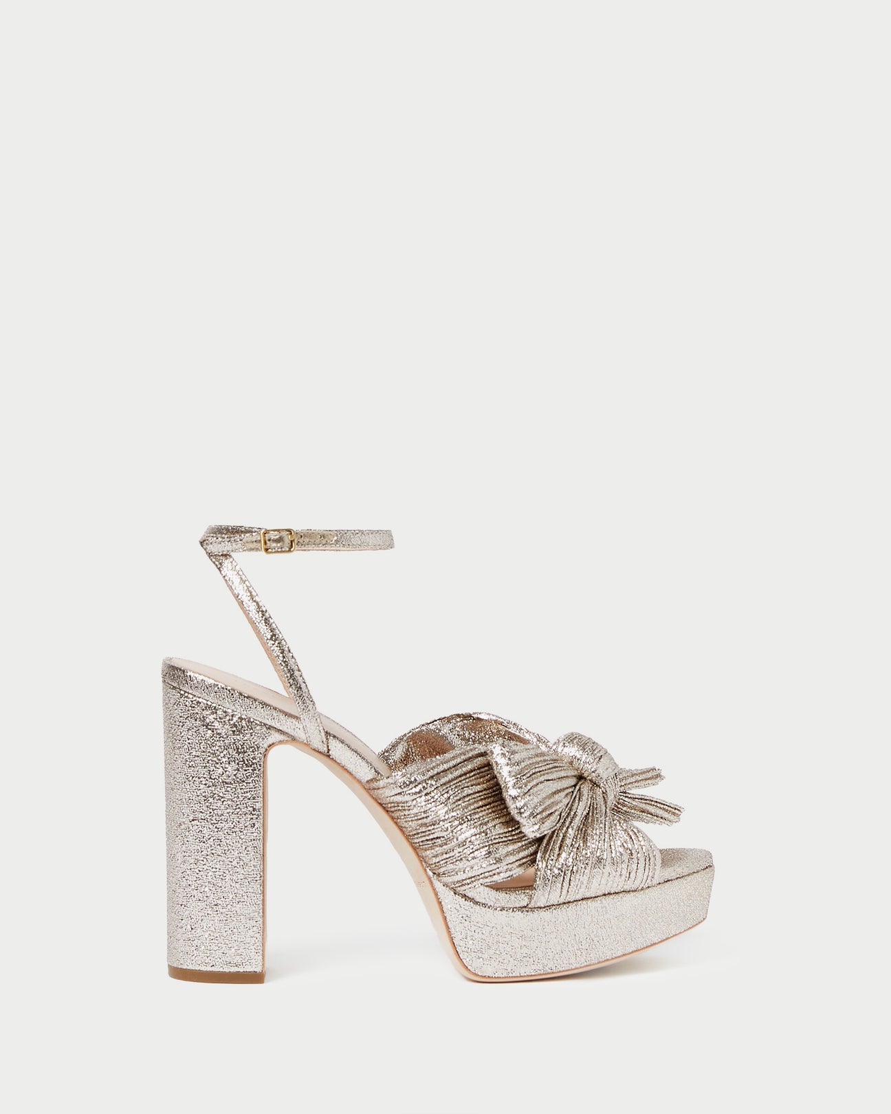 Natalia Champagne Platform Bow Heel l Heeled Sandals l Footwear