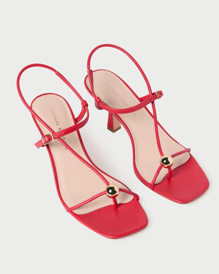 Triana Red Leather Mid-Heel Sandal | Heeled Sandals | Footwear