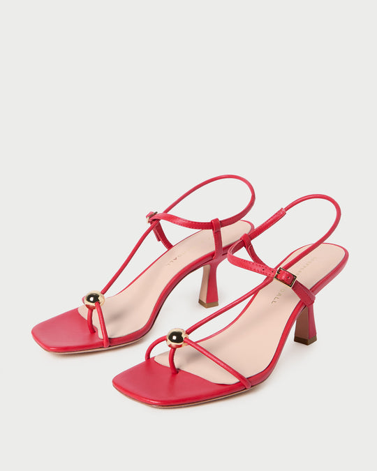 Triana Red Leather Mid-Heel Sandal | Heeled Sandals | Footwear