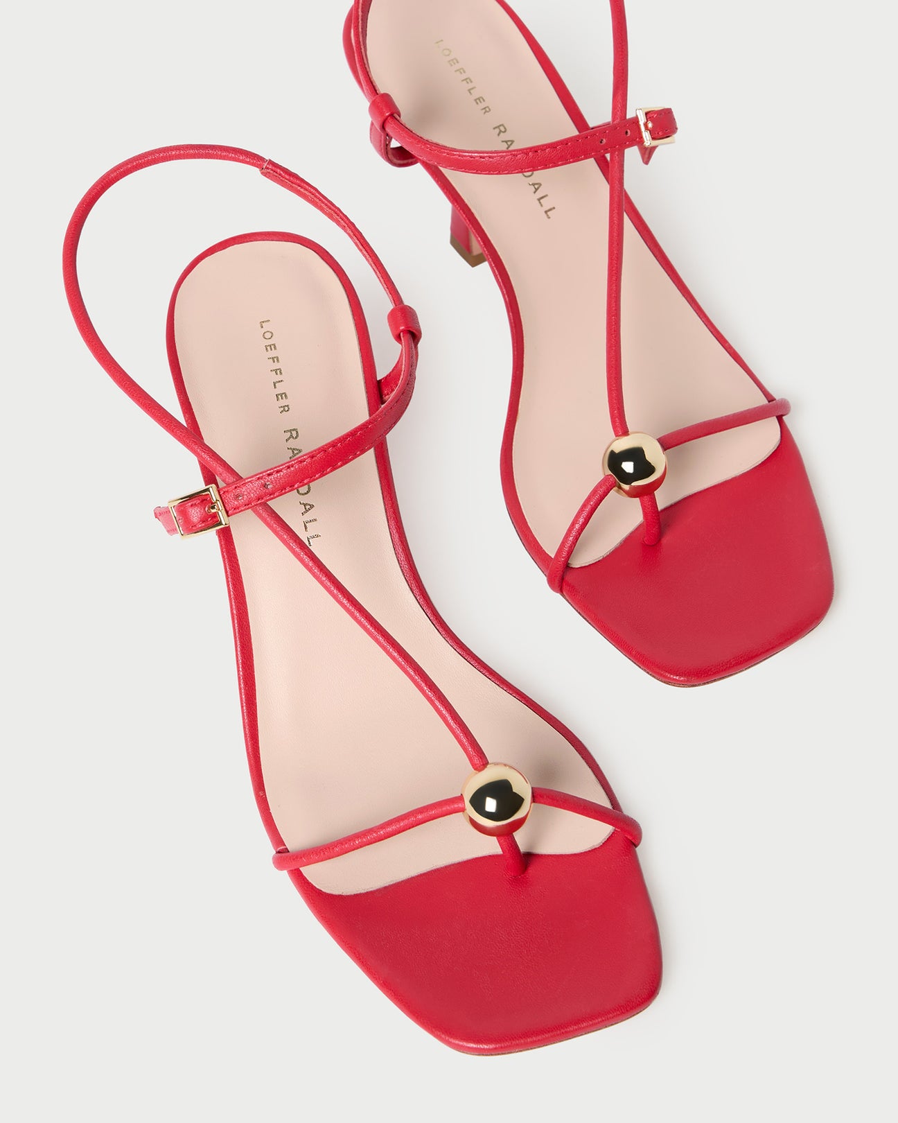 Triana Red Leather Mid-Heel Sandal | Heeled Sandals | Footwear