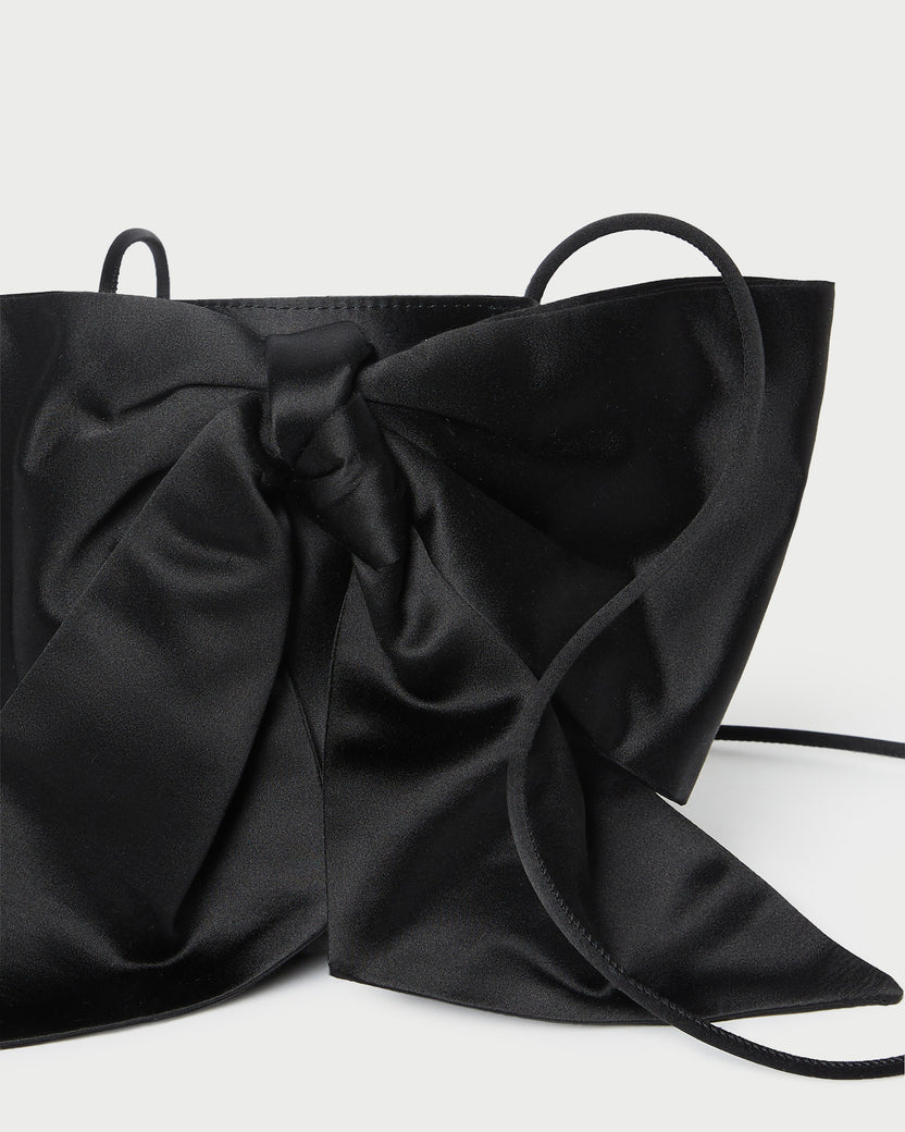 Violet Black Satin Bow Crossbody l Crossbodies l Handbags