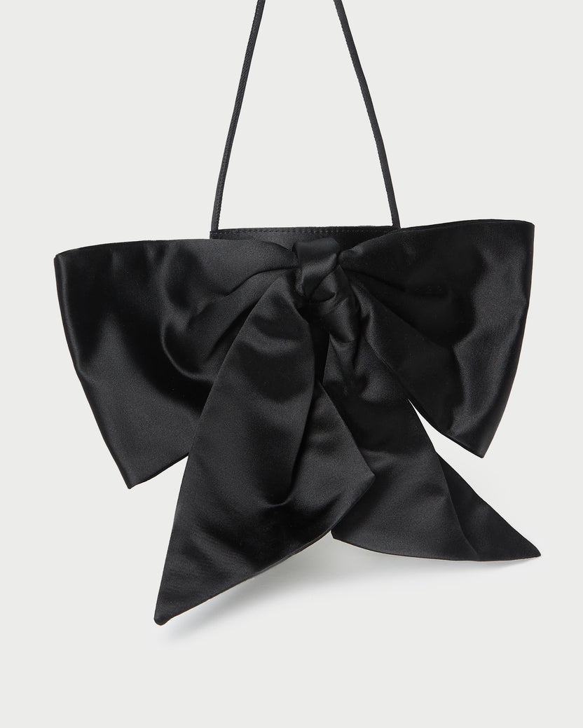 Violet Black Satin Bow Crossbody l Crossbodies l Handbags