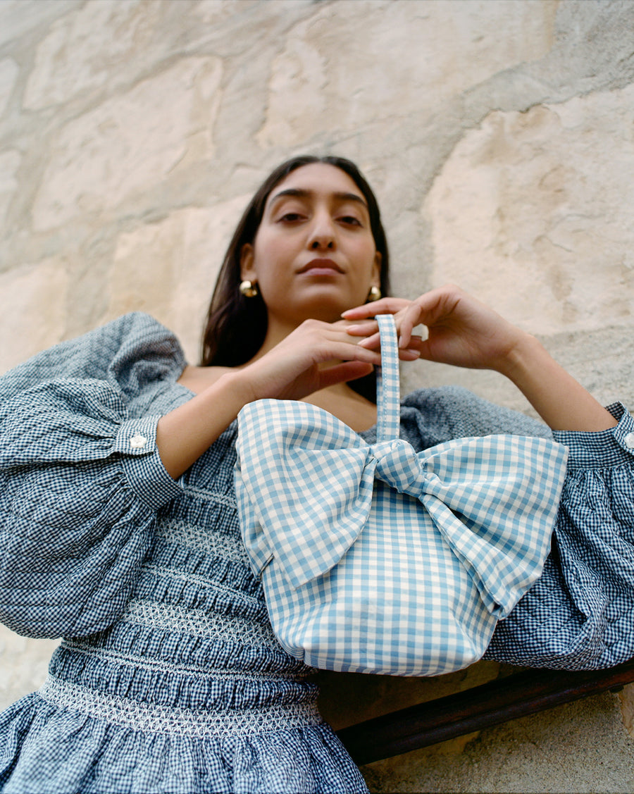 Ruby Blue Gingham Bow Bag | Shoulder Bags | Handbags