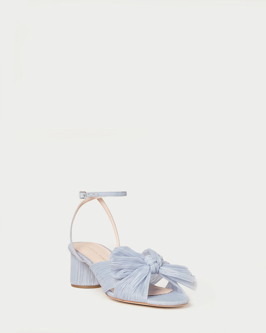 Dahlia Blue Pleated Bow Heel | Heeled Sandals | Footwear