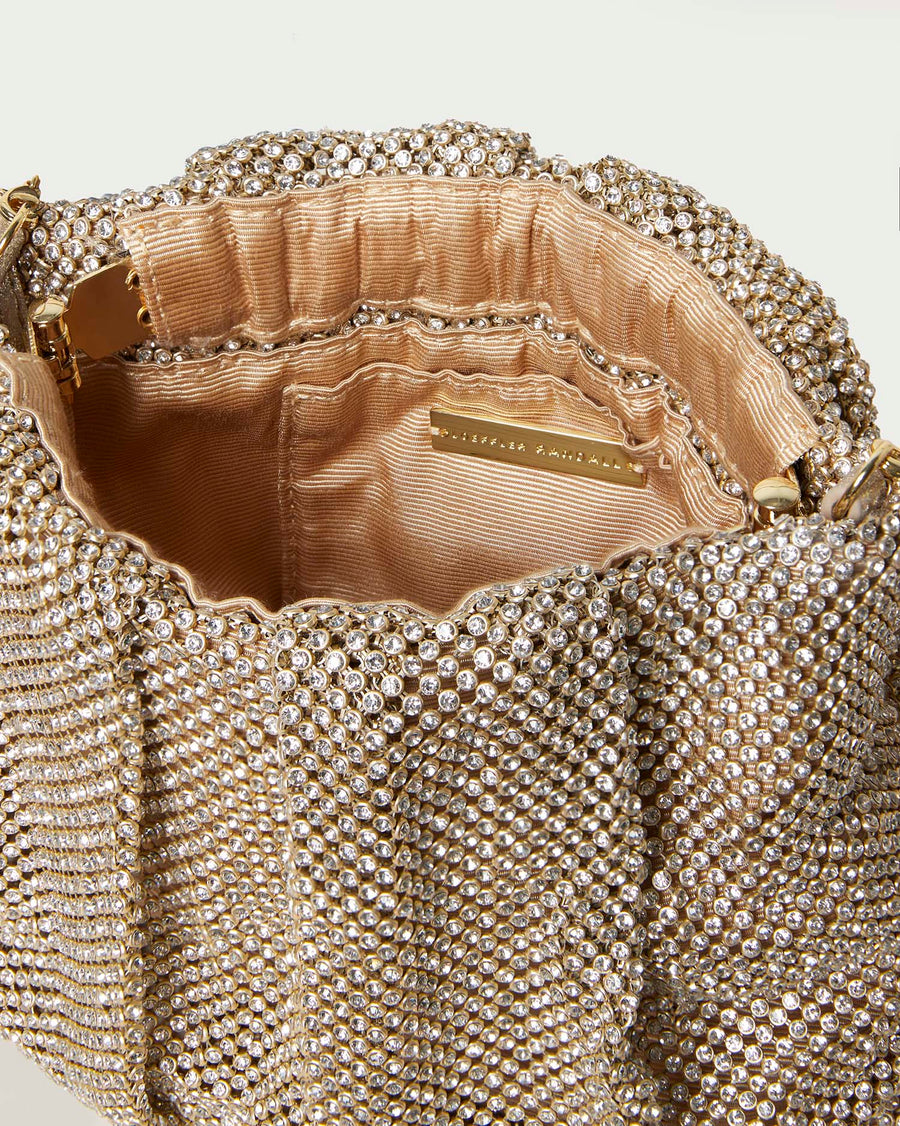 Ember Gold Diamanté Gathered Clutch | Clutches | Handbags